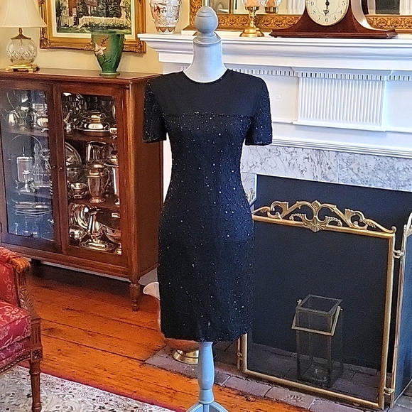 Vintage | Dresses | Vintage Jmd Black Sequin Silk Dress | Poshmark